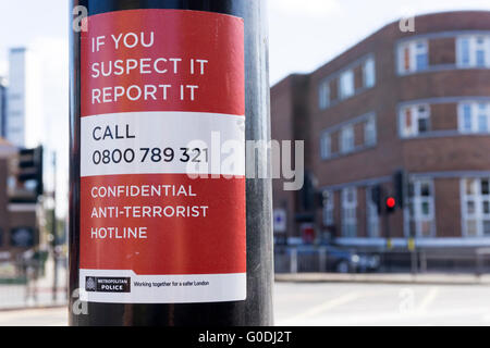Metropolitan Police anti-terrorism hotline leaflets, London Stock Photo ...