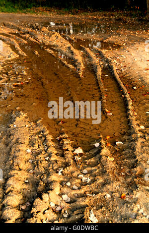 Scenic rural landscape with rural broken dirt road at sunset Stock ...
