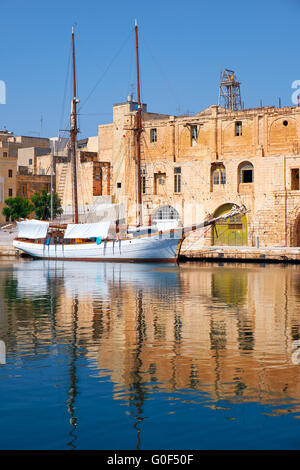 The old dock building at Bormla (Cospicua) waterfront. Malta Stock ...