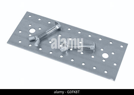 Perforated metal plate furniture screw and nuts Stock Photo - Alamy