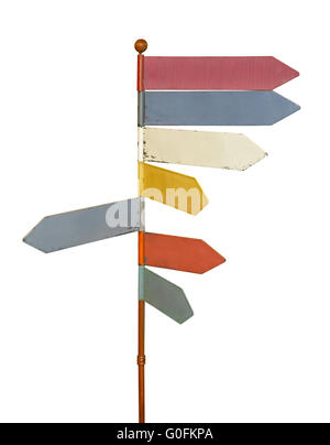 Directional Arrows Post Sign Isolated on White Stock Photo - Alamy