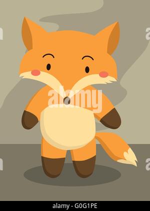Cute red fox is standing on four legs. Cartoon animal character design ...