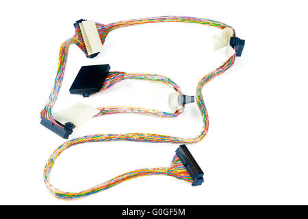 SCSI data cable with connectors over white background Stock Photo - Alamy
