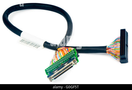 SCSI data cable with connectors over white background Stock Photo - Alamy