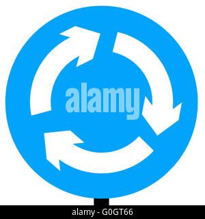 Warning sign with roundabout symbol Stock Photo - Alamy