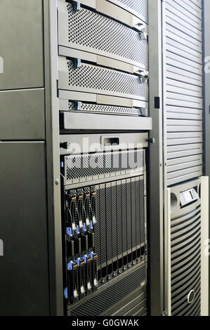 Rack mounted blade server and system storage isolated on white Stock ...