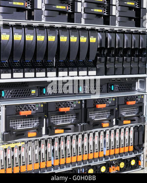 Rack mounted blade servers and system storage front view Stock Photo ...