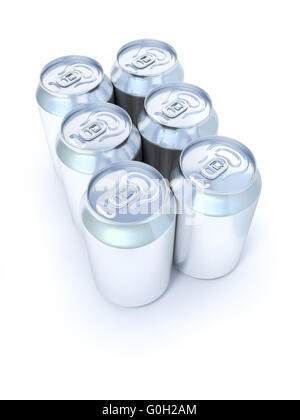 Blank white six beer can cardboard pack mock up, isolated Stock Photo ...