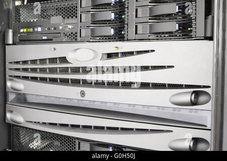 Rack mounted blade server and system storage isolated on white Stock ...