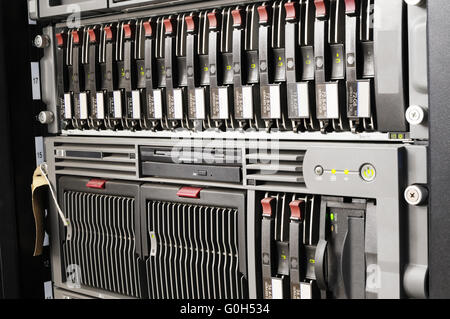 Rack mounted blade server and system storage isolated on white Stock ...