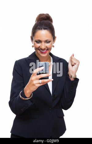 Businesswoman calling for someone Stock Photo - Alamy