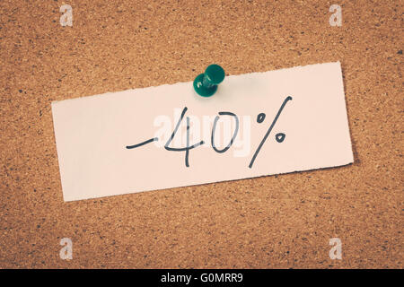 Percent off. Discount. Minus 40 forty percent, numerals isolated on ...