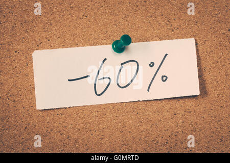 Percent off. Discount. Minus 60 sixty percent, numerals isolated on ...
