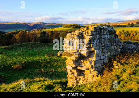 The ruins of the medieval Harbottle Castle in Northumberland National ...