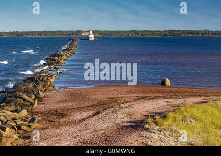 Indian Head Lighthouse at the mouth of the harbor in Summerside, Prince ...