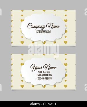 Visiting card with golden foil heart shape design Stock Vector Image ...
