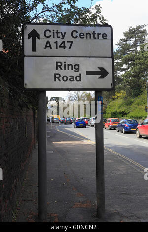 Road signs in Norwich "City Centre" "Ring Road Stock Photo - Alamy