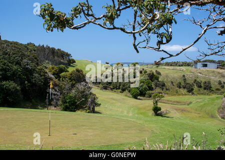 New Zealand, Stewart Island, Oban, Halfmoon Bay. Island golf course ...
