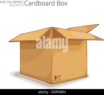 Open box front view. Empty paper parcel. Isolated realistic carton ...