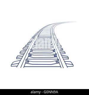 Vector Curved endless Train track. Sketch of Curved Train track ...