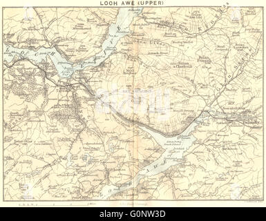 Callander & Oban Railway. Loch Awe Loch Tay. Scotland, 1886 antique map ...