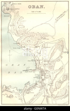 OBAN antique town plan & bay. Scotland, 1886 antique map Stock Photo ...