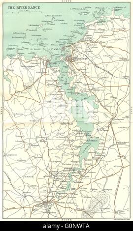 The River Rance. St Servan. Dinard. St Malo, 1914 antique map Stock ...