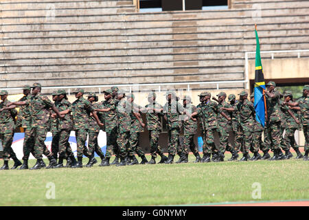 A formation of Rwandan soldiers parade during the launch of the 9th ...