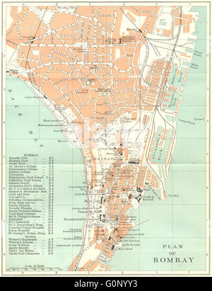 INDIA. Bombay (Mumbai) plan. Clubs schools hospitals theatres hotels ...