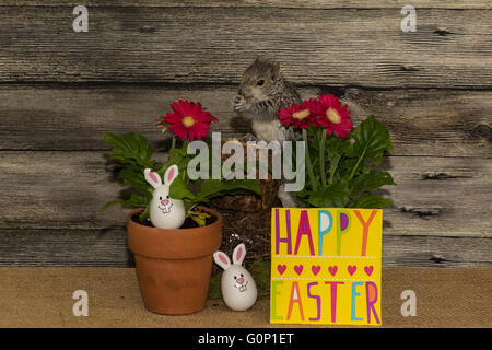 Spring celebration squirrel as cute happy wildlife wearing a green ...