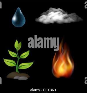Natural Elements - Water Fire, Air and Earth. Infographics elements ...