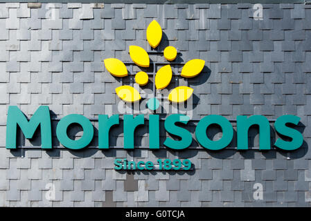 New Morrisons signage and logo. Morrisons supermarket, Herne Bay, Kent ...