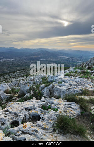View from the top of Mount Montgo at sunset, Denia, Spain Stock Photo ...