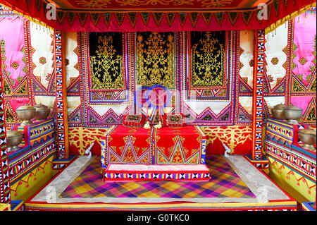 The ethnic Bajau of Borneo exotic and colourfull traditional bridal bed ...