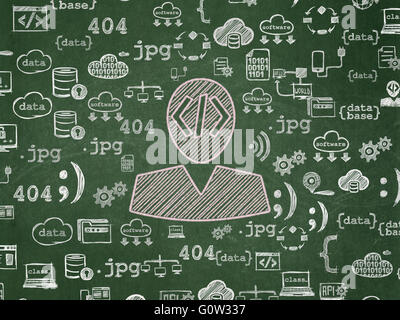 Database concept: Programmer on School board background Stock Photo - Alamy