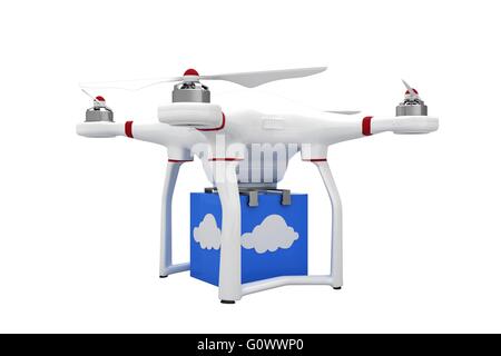 A drone bringing a blue cube Stock Photo - Alamy