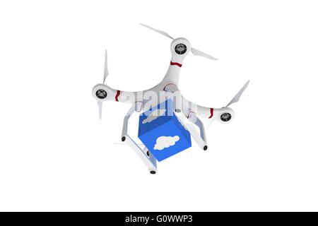 A drone bringing a blue cube Stock Photo - Alamy