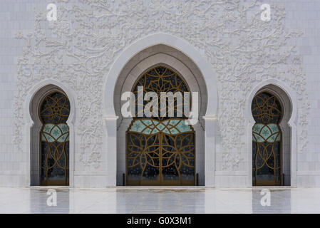 Mosque entrance. Main entrance doors to an islamic mosque in Al Ain ...