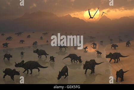 A Herd Of Centrosaurus Dinosaurs Stock Photo - Alamy