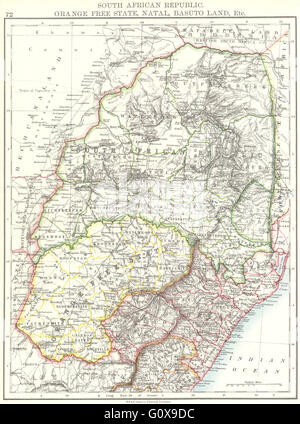 Map of South African republic, Orange Free State and Natal circa 1900 ...