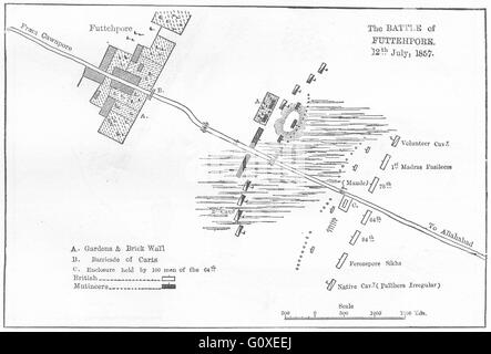 INDIA: Plan of the Battle of Bithoor, c1880 antique map Stock Photo - Alamy