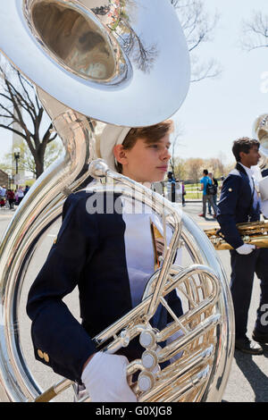 Sousaphone section of high school marching band - USA Stock Photo - Alamy