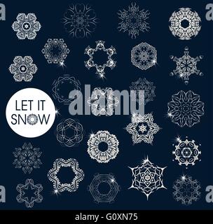 Snowflakes icon collection. Winter clipart elements illustration Stock Vector Image & Art - Alamy