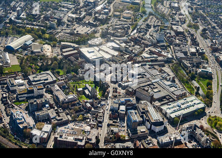 An aerial view of Chelmsford Town centre, South East England, UK Stock ...