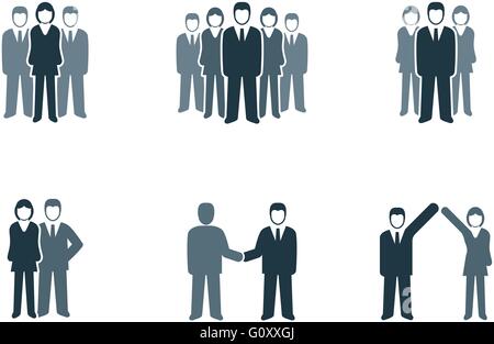 Group of People Standing Community Stick Figure Pictogram Icons Stock ...