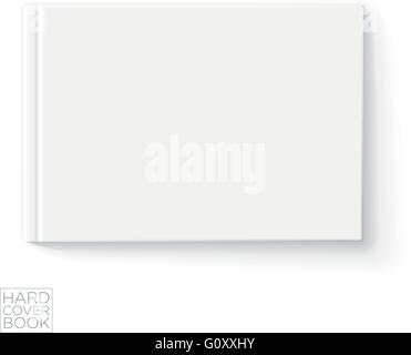 Blank horizontal book cover template with pages in front side standing ...