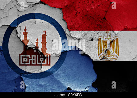 Flags of Cairo and Egypt painted on cracked wall Stock Photo - Alamy