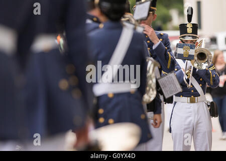 Members of the Summerall Guards drill platoon in formal dress uniform ...