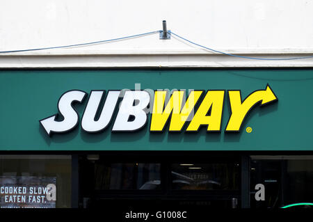 Subway store sign Stock Photo - Alamy
