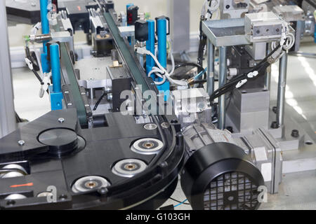 Detailed view of an empty assembly line. Lean management principles ...